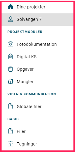 Overblik af ProjektWeb
