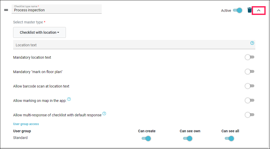 Create and edit a checklist type